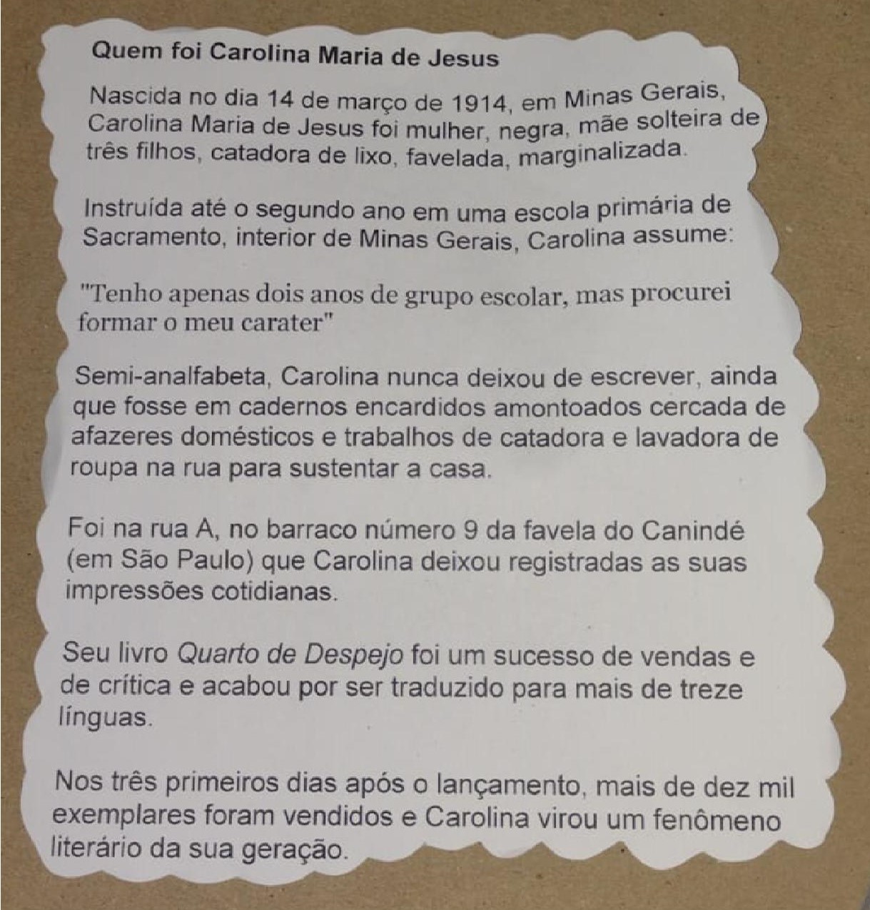 Carolina de Jesus :: Benedita de Rezende